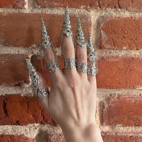 Full Hand Claws ophelia Gothic Jewelry Gift Finger Claw Goth Galentines ...