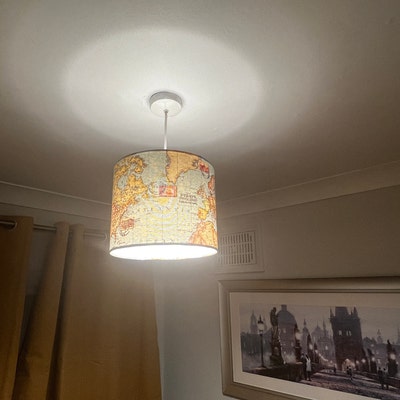 World Map Atlas Lampshade With White Lining - Etsy UK