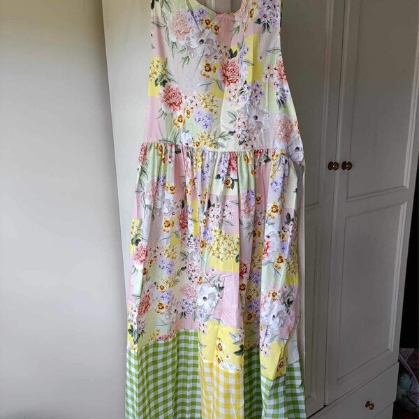 Flannel Flower Cross Back Apron. Japanese Style Kitchen Apron. Crafting ...