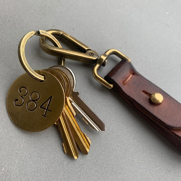 Custom Hand Punched Round Brass Tag - Hand Stamped Key Tag - Hand Made ...