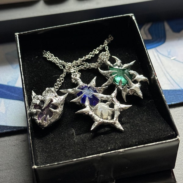 Spiky Cybersigilsm Thorn Sigil Necklace Statement Necklace Liquid Metal ...
