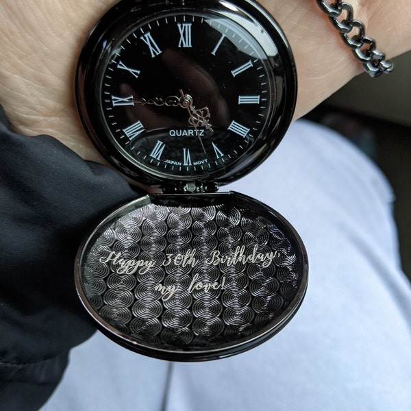 Pocket Watch Engraved With Photo or Handwriting, Personalized Watch ...
