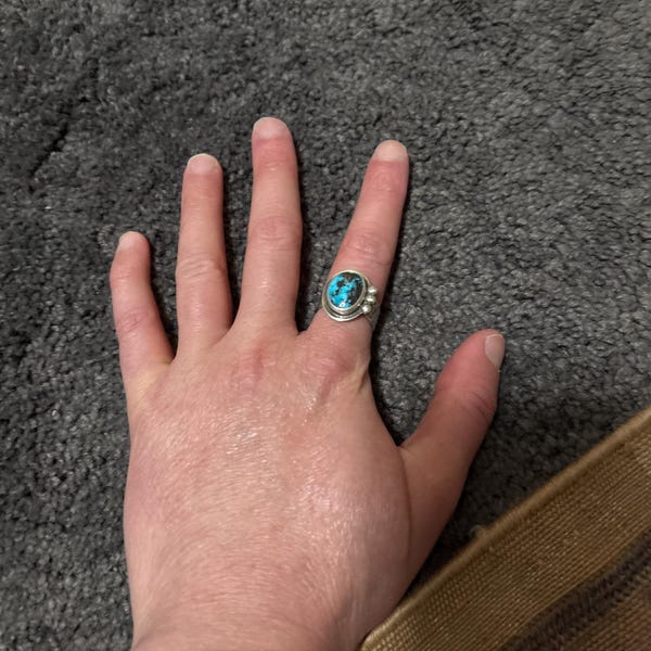 Double Channel Turquoise Inlay Ring Wedding Band Mens Womens - Etsy