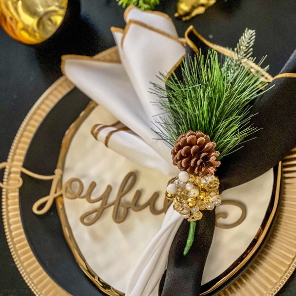 Black and Gold, Black and Silver, Polyester Napkins, Cocktail and ...