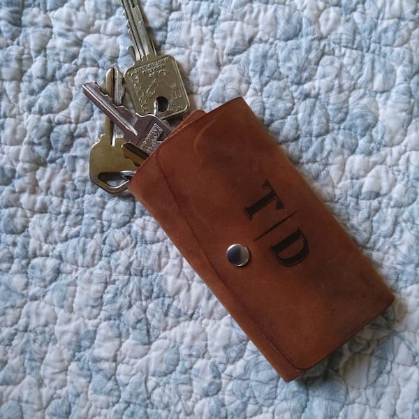 Personalized Key Case, Leather Key Case, Leather Key Wallet, Engraving ...