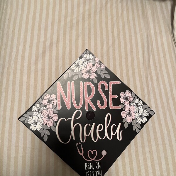 Custom "cherry Blossom Bsn" Graduation Cap Topper, Nursing Graduation ...
