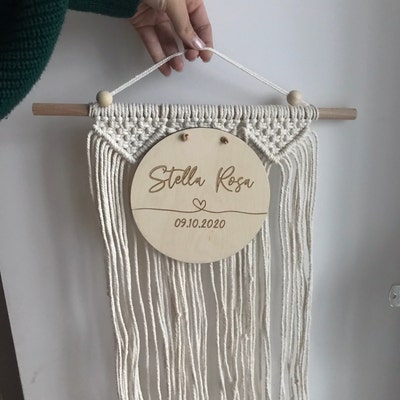 Macrame Wall Hanging Wood Sign Wedding Gift Personalized - Etsy