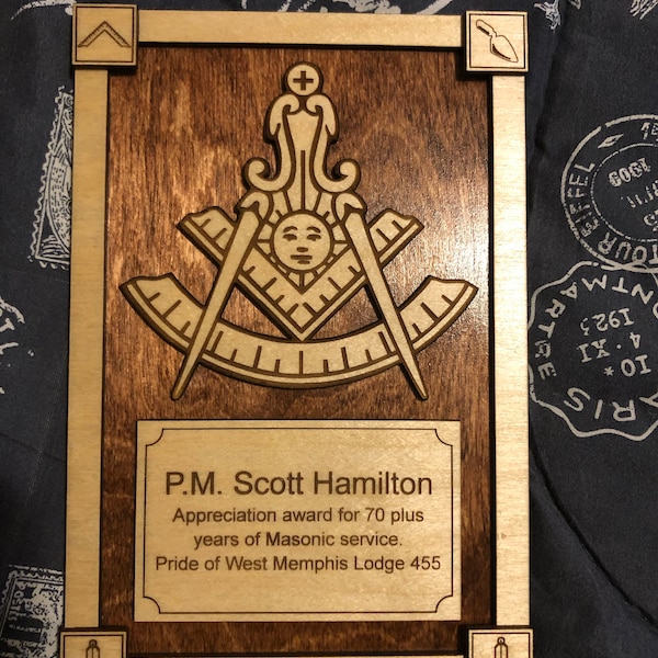 Masonic Past Master Plaque - Custom Wood Engraved - Etsy