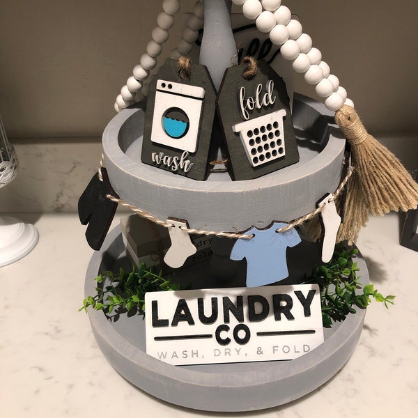 Laundry Tiered Tray / Laundry Decor / Tiered Tray Decor - Etsy