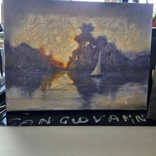 Cows by the River Original Oil on Canvas Painting by Vernon Lintern ...