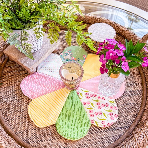 Pastel Tabletop Centerpiece, Tabletopper or Candle Mat, Quilted and ...