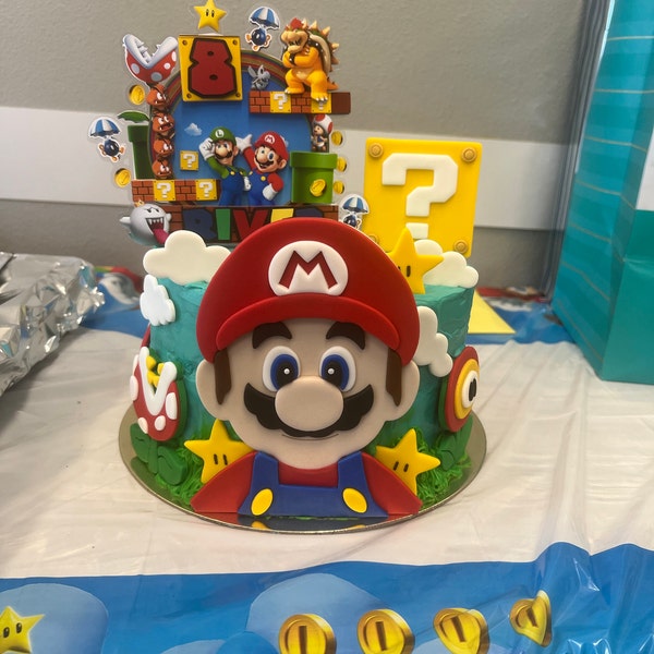 Super Mario Cake Topper Super Mario Birthday Cake Super Mario Cake ...