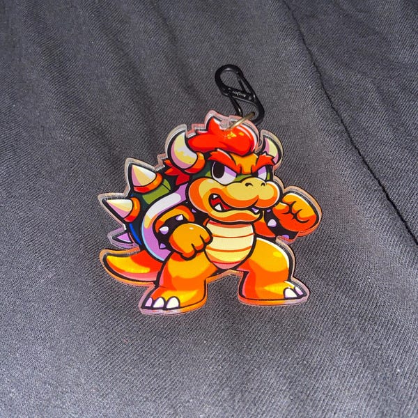Bowser Keychain Acrylic Super Mario Custom Unique Key Ring - Etsy