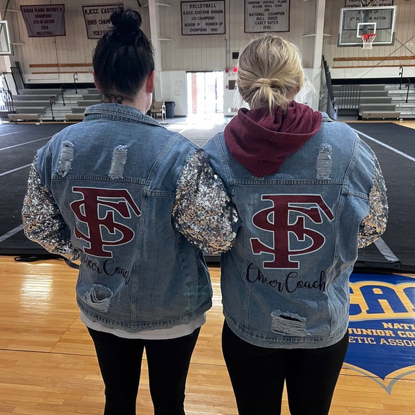 Denim Jacket, Patchwork Jacket, Sequin Jacket, Bling Jacket, Distressed ...