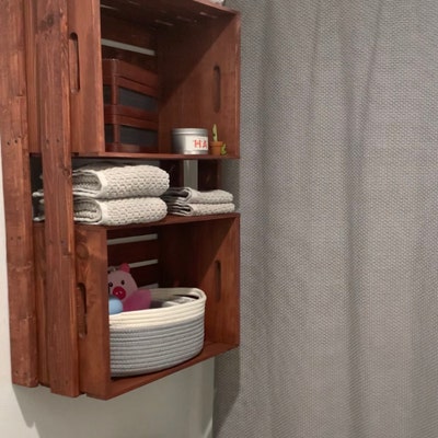 Spa Style Crate Shelf Towel Rack Crate Bathroom Organizer Crate Wall ...