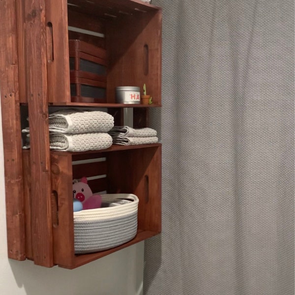 Spa Style Crate Shelf Towel Rack - Crate Bathroom Organizer - Crate ...