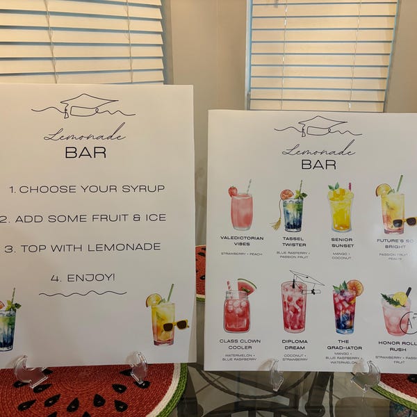 Graduation Party Lemonade Bar Menu - Etsy