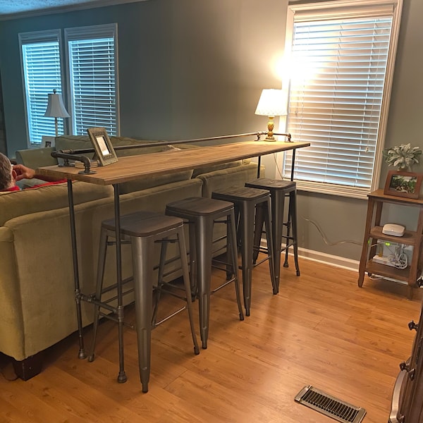 Wooden Sofa Bar Table, Industrial Wood Bar Table Buffet Table ...
