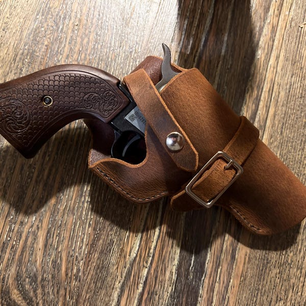 Leather Holster With 1.5" Belt and 3 Speed Loader Pouches - Etsy