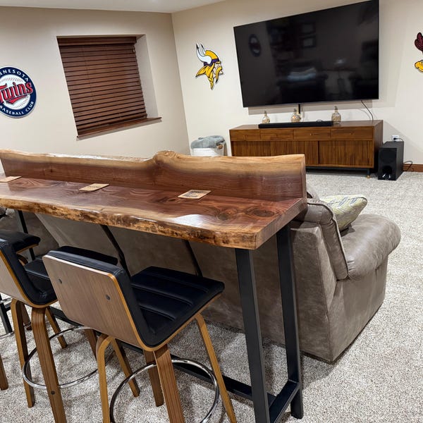 Custom Black Walnut Live Edge Table With Shelf Console Hallway TV Stand Sofa Table - Etsy
