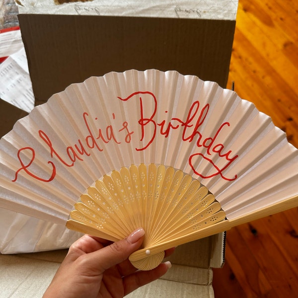 Personalised Paper Fans With Hand Lettering - Etsy