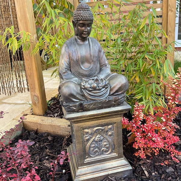 Stone Buddha Water Feature Fountain Garden Ornament - Etsy
