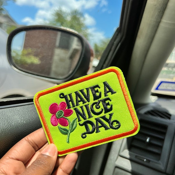 Have A Nice Day Patch Iron on Ready YOUR CHOICE - Smiley Face Flower ...