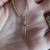 Dainty Sword Inlay CZ Gemstone With 4 Color Option Dagger Knife Pendant ...