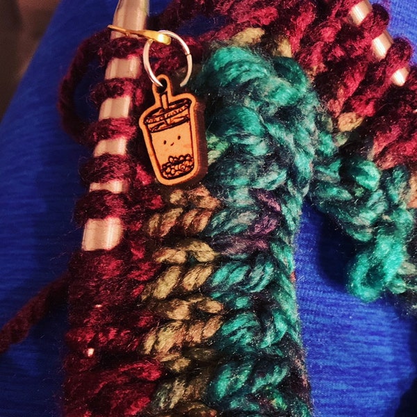 Boba Milk Tea Knitting Stitch Markers, Kawaii Boba Crochet Stitch ...