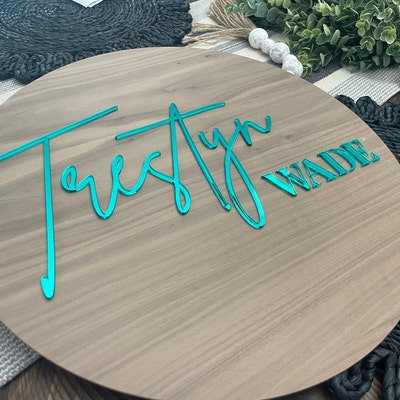 Name Plaque WALNUT OAK Wood Acrylic Custom Personalised - Etsy