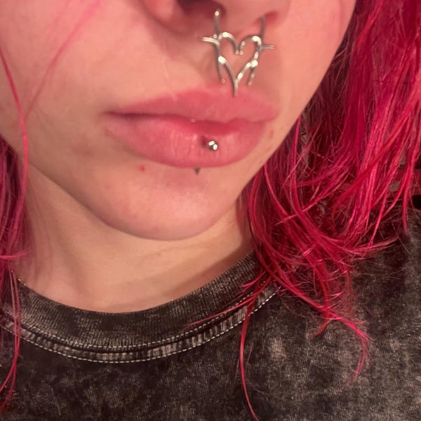 Titanium Heart Septum Clicker: Goth Punk Nose Ring, 16G 8mm/10mm - Etsy