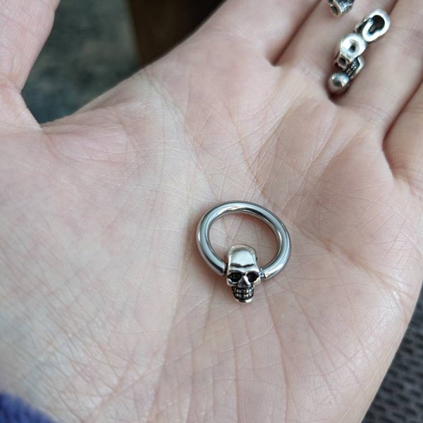 4 Sterling Silver Skull Beads, 925 Silver Skull Head Beads, Bracelet ...