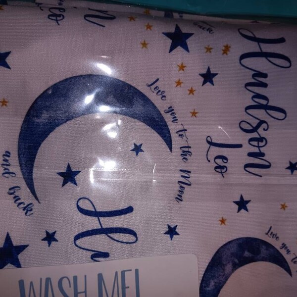 Moon Swaddle Set, Personalized Moon and Stars Baby Blanket, Moon Boy ...