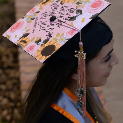 Customizable Floral Grad Cap Decoration Self-adhesive Sunflower Florals ...
