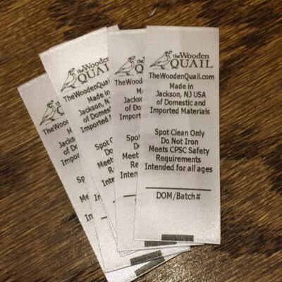 White Satin USA Tracking Label Custom Tracking Label CPSIA/CPSC ...