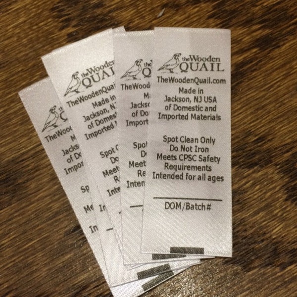 White Satin USA Tracking Label - Custom Tracking Label - CPSIA/CPSC ...