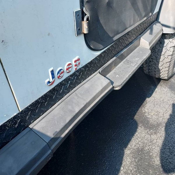 Fits JEEP TJ Black Aluminum Diamond Plate Side Rocker Panels No Cut Out ...