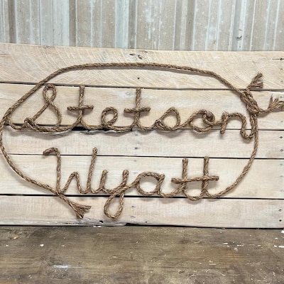 Western Rope Letter Sign: Initial Lasso, Western Decor, Rustic Letter ...