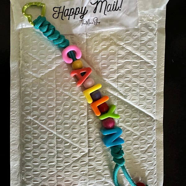 Personalized Name Beads Chunky Keychain Paracord Art Cool Gift Back to ...