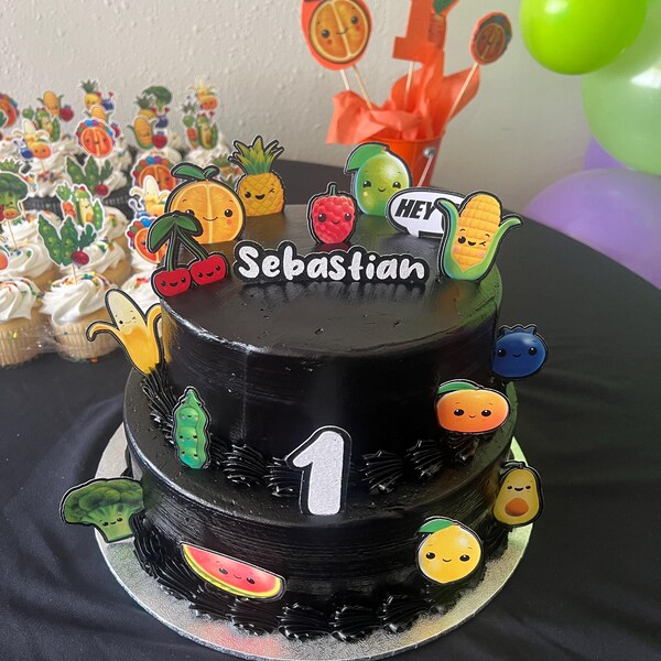 Hey Bear Dancing Fruit Cake Topper Bundle - Personalise Name/age - Etsy UK