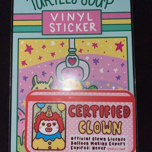 Certified Clown, License, Vinyl Sticker, Funny, Down to Clown, Art ...