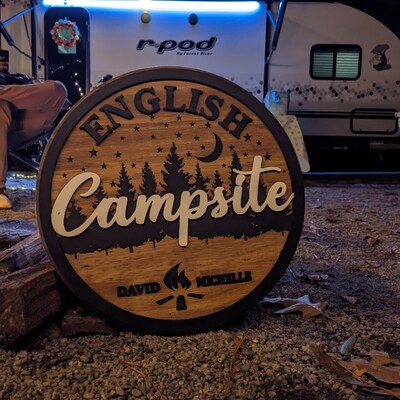 Engraved Camper Sign, Custom Campfire Sign, Welcome to Our Campsite ...