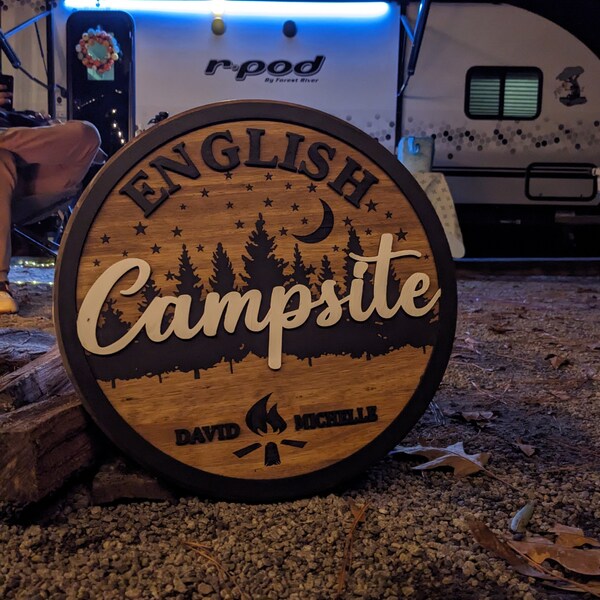 Engraved Camper Sign, Custom Campfire Sign, Welcome to Our Campsite ...