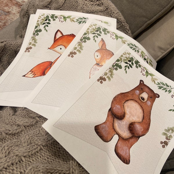Cute Woodland Animals Printable Banner. Greenery Forest Birthday Baby ...