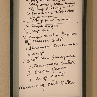 Handwritten Recipe Custom Wood Framed Printed Family Kitchen Sign - Etsy