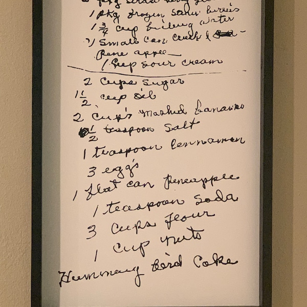 Handwritten Recipe Custom Wood Framed Printed Family Kitchen Sign - Etsy