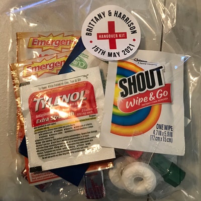 Personalised Hangover Kit Sticker, Emergency Hangover Kit, Custom ...