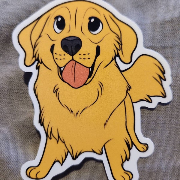 Golden Retriever Sticker || Chibi Puppy Dog, Vinyl, Hand Drawn ...
