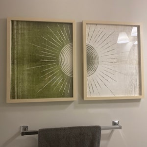 Dark Blue Printable Art Set, Dusty Blue Abstract Sun Art Prints ...