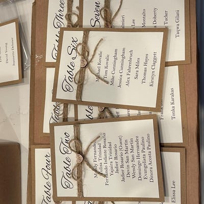 Personalised Wedding Table Plan Cards Rustic Heart Design Wedding ...